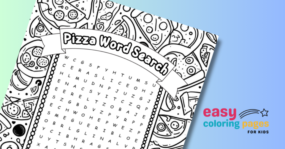Free Printable Pizza Word Search for Kids - Easy Coloring Pages for Kids