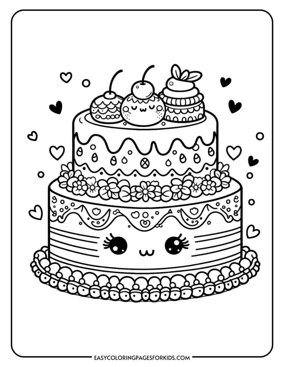 Cake Coloring Pages (8 Free PDF Printable Pages) - Easy Coloring Pages ...