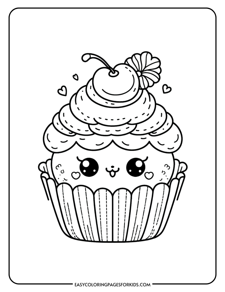 Cupcake Coloring Pages (Free Printable Pages for Kids) - Easy Coloring ...