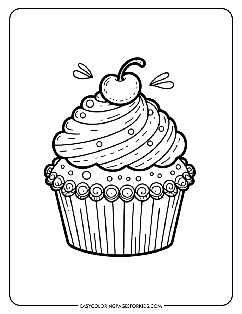 Cupcake Coloring Pages (Free Printable Pages for Kids) - Easy Coloring ...