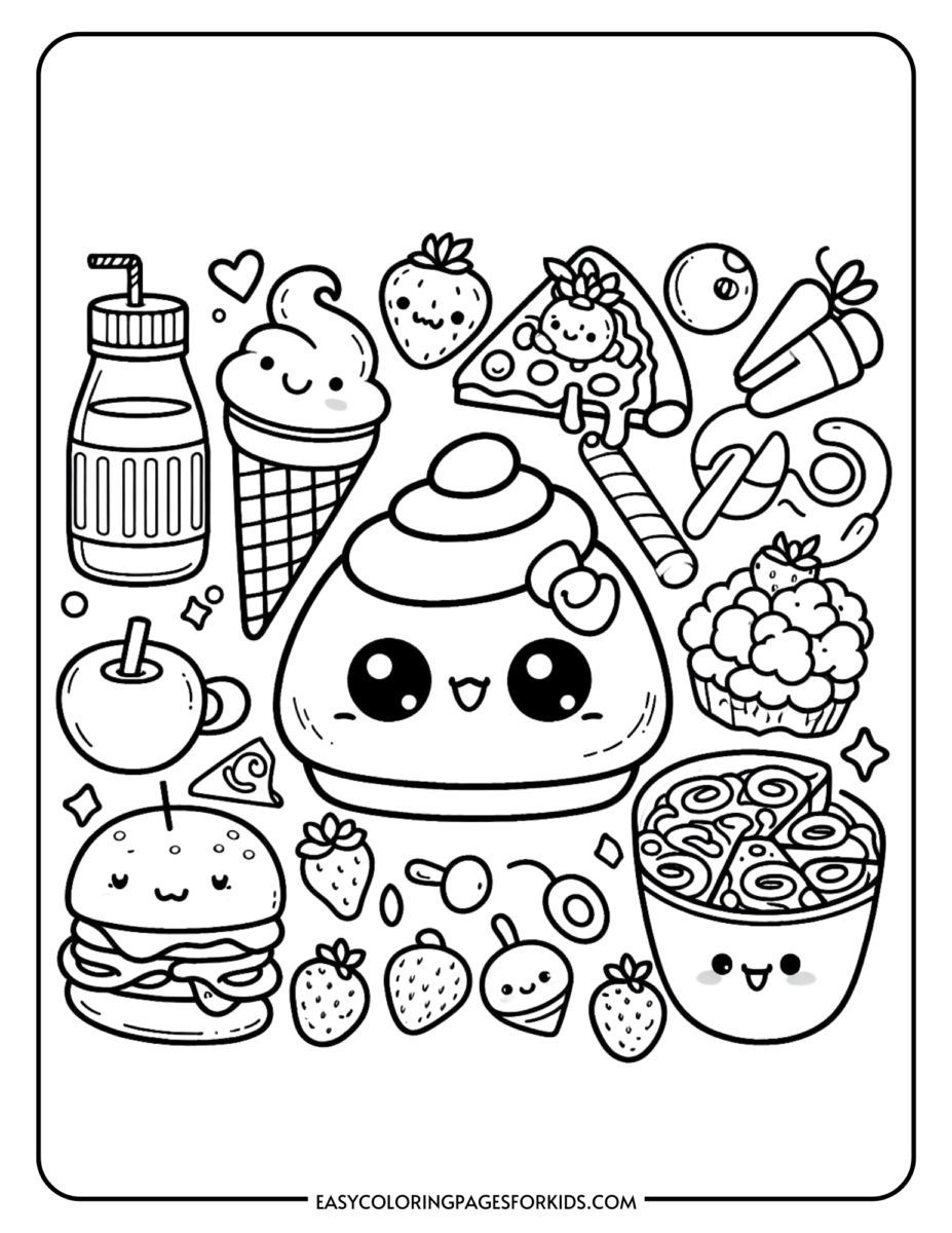 Free Printable Cute Food Coloring Pages for Kids - Easy Coloring Pages ...