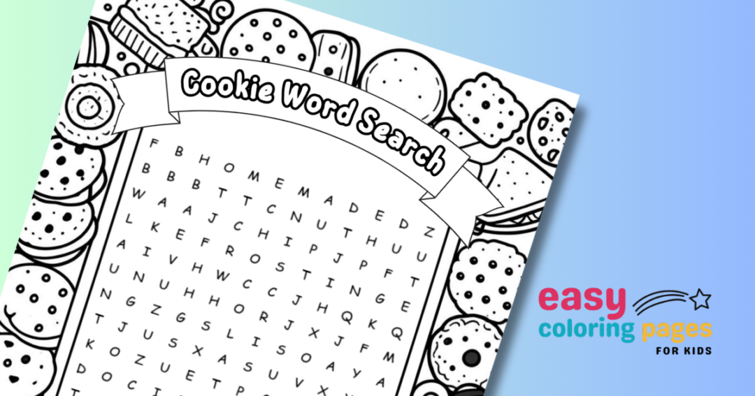 Free Printable Cookie Word Search for Kids - Easy Coloring Pages for Kids