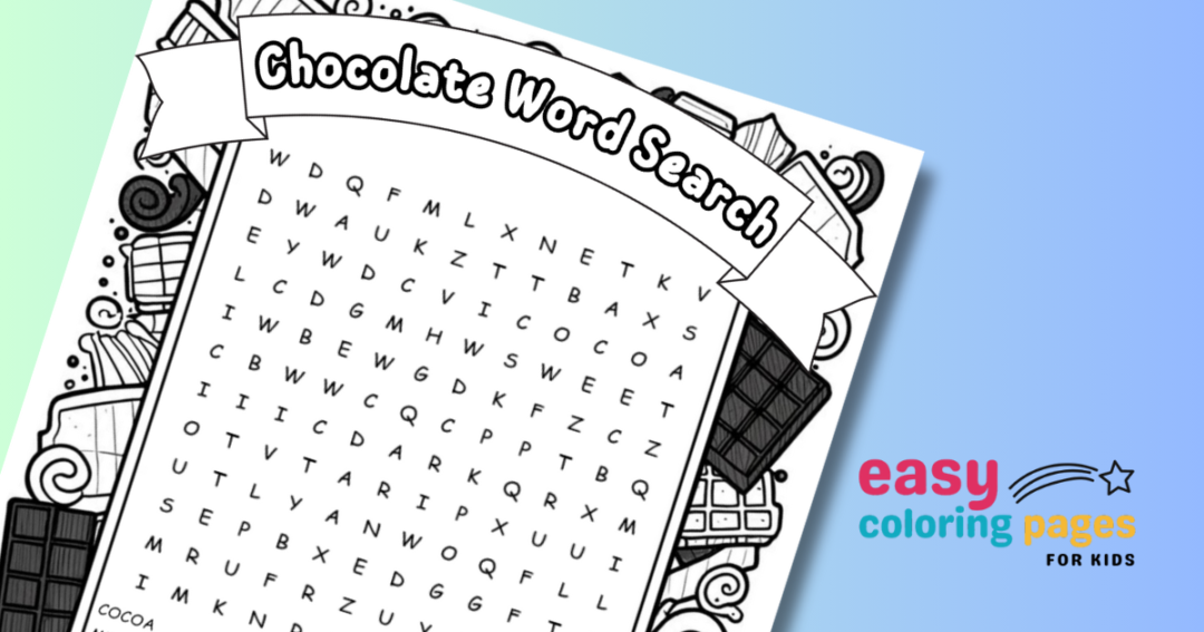 Free Printable Chocolate Word Search for Kids - Easy Coloring Pages for ...
