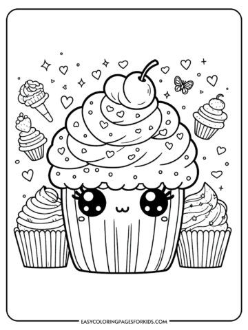 Cupcake Coloring Pages (Free Printable Pages for Kids) - Easy Coloring ...