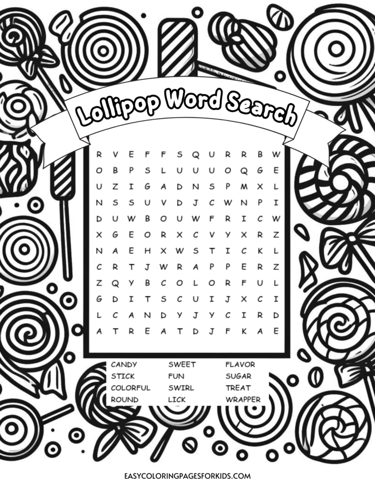 Lollipop Word Search for Kids (Free Printable) - Easy Coloring Pages ...