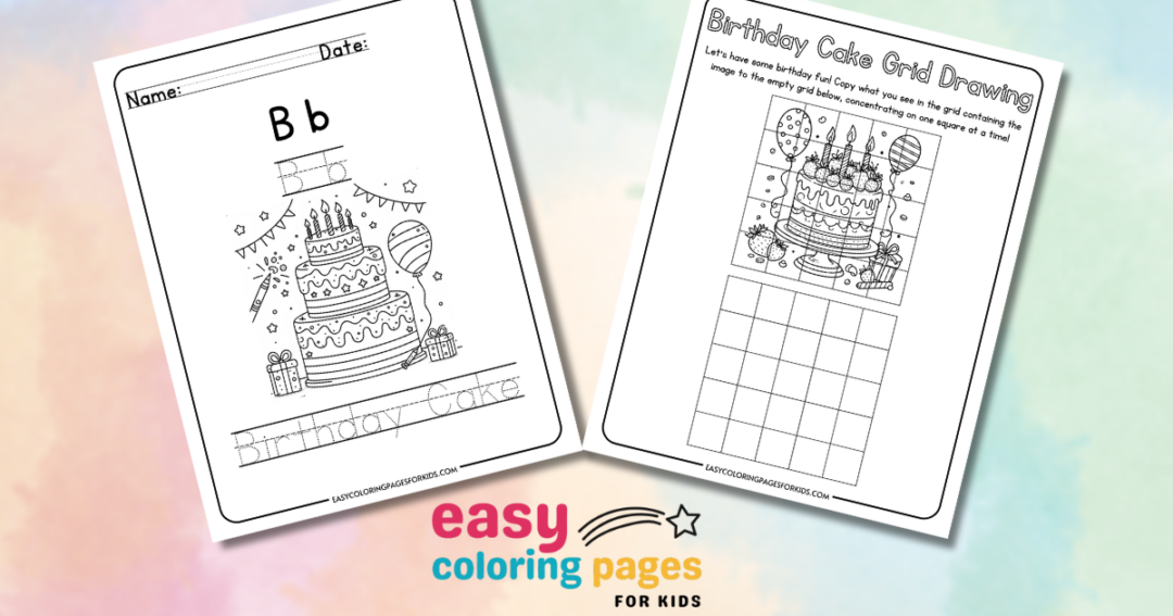 Free Birthday Cake Worksheets for Kids - Easy Coloring Pages for Kids