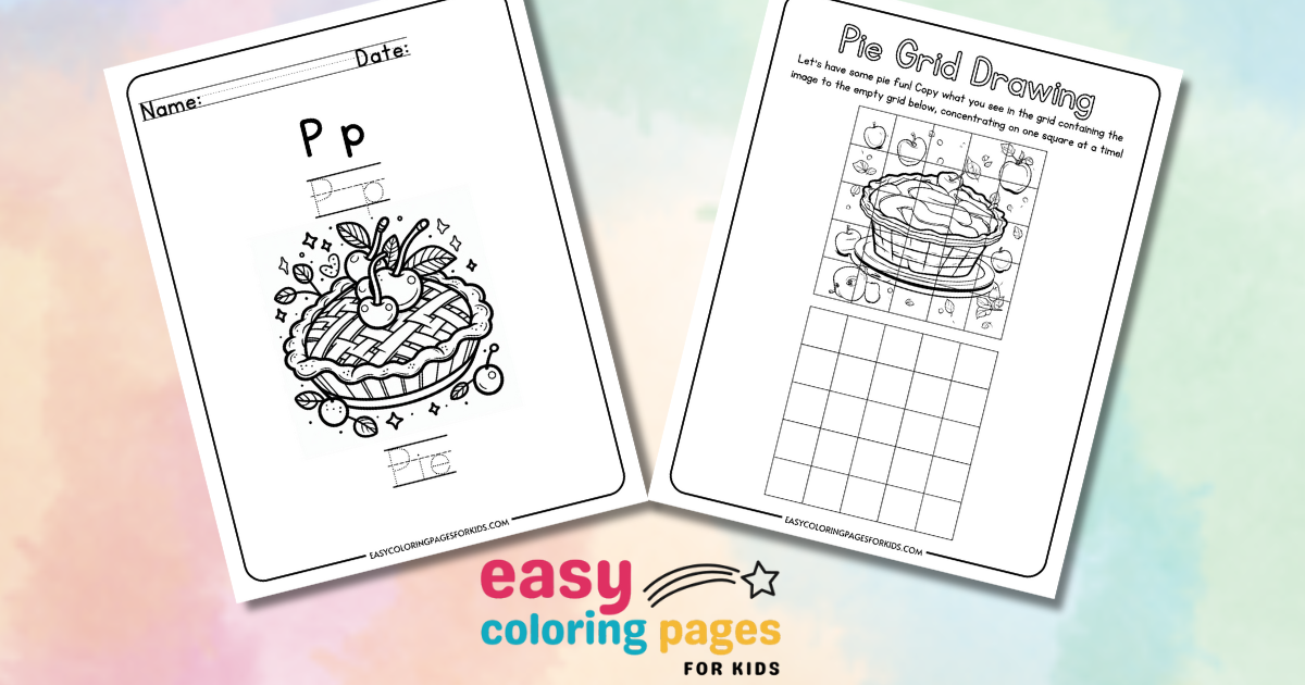 Free Pie Worksheets for Kids - Easy Coloring Pages for Kids