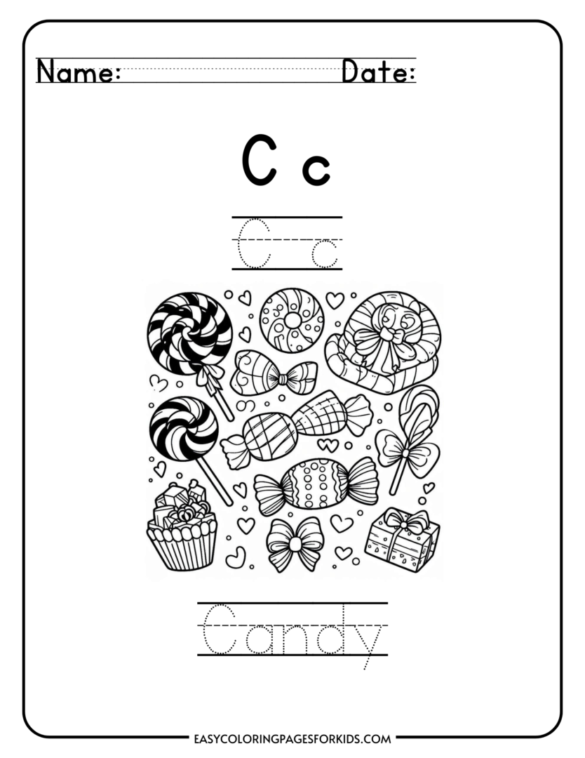 Free Candy Worksheets for Kids - Easy Coloring Pages for Kids