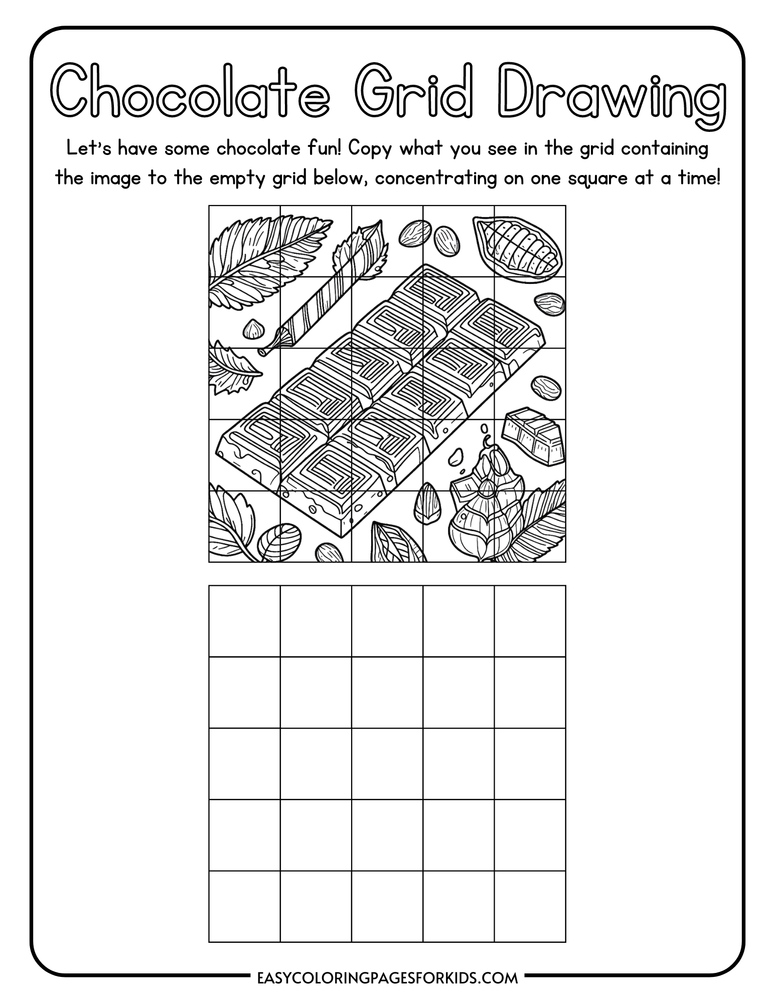 Free Chocolate Worksheets for Kids - Easy Coloring Pages for Kids