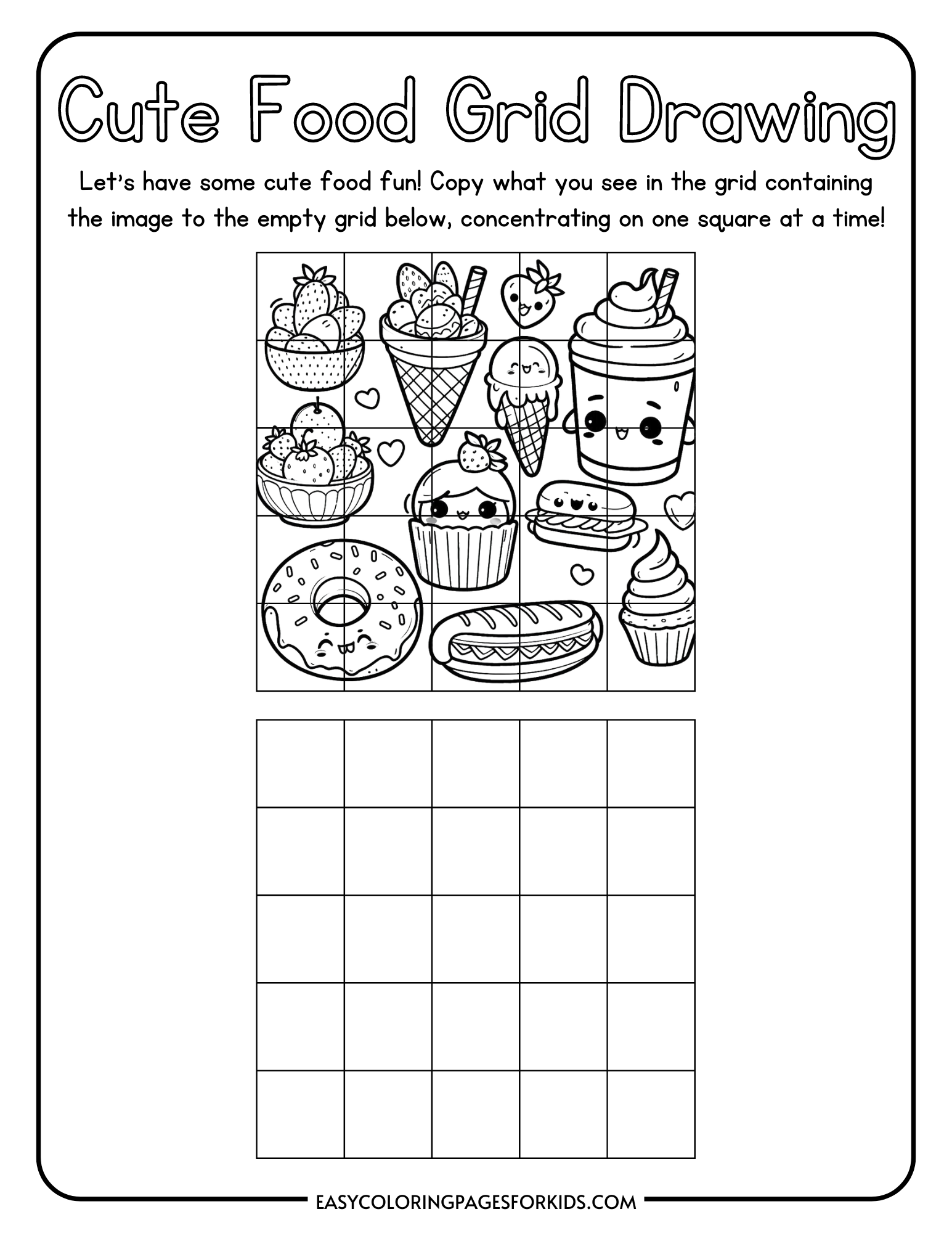 Cute Food Worksheets For Kids - Easy Coloring Pages for Kids