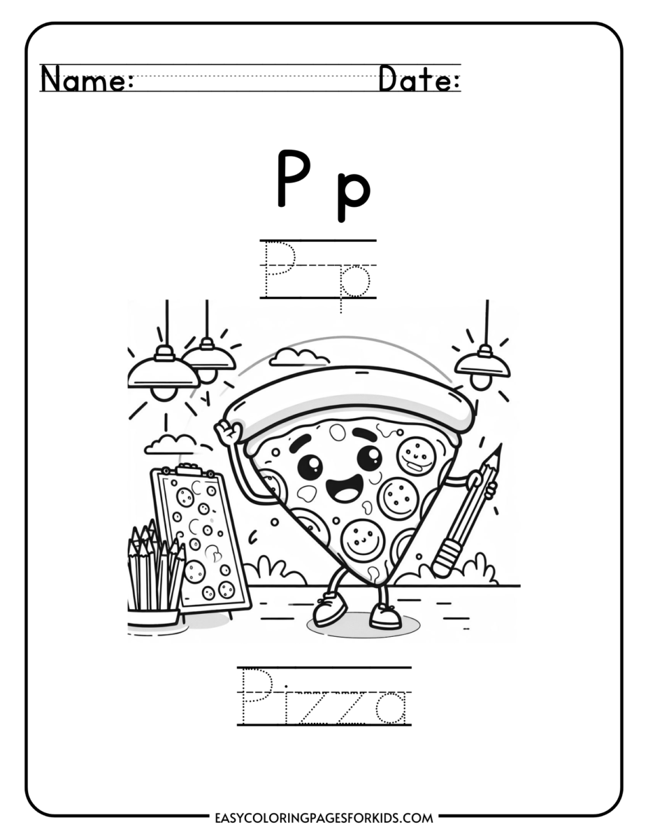 Free Pizza Worksheets for Kids - Easy Coloring Pages for Kids