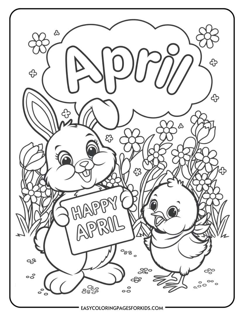 April Coloring Pages (5 Free PDF Printable Pages) - Easy Coloring Pages ...