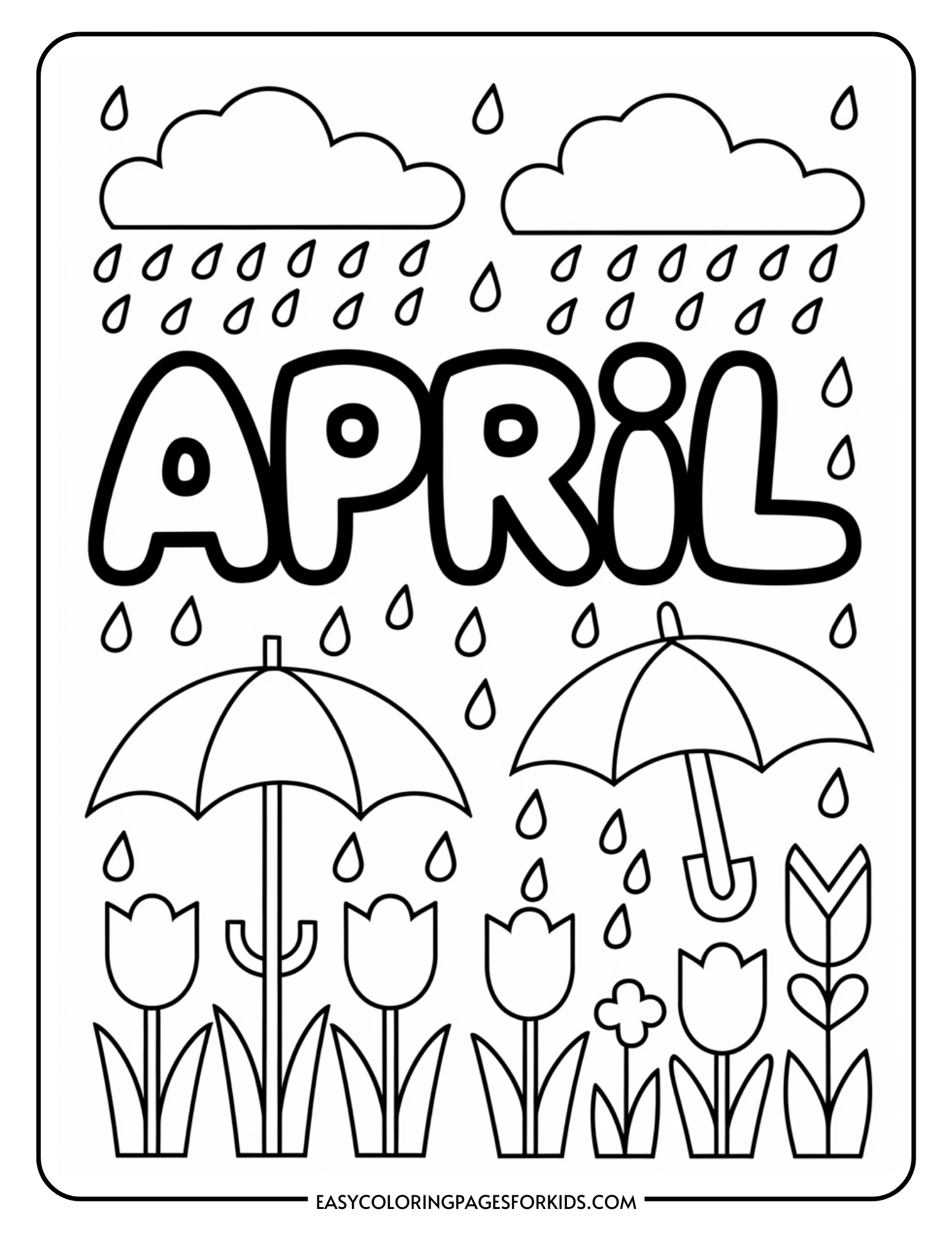 April Coloring Pages (5 Free PDF Printable Pages) - Easy Coloring Pages ...