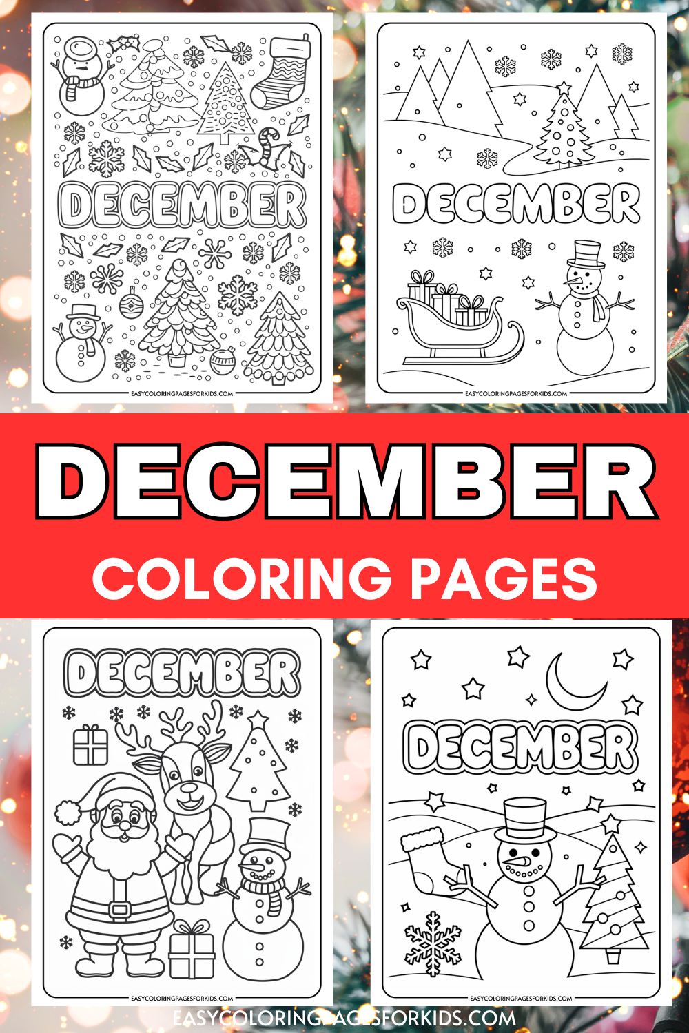 December Coloring Pages for Kids (7 Free Printable Pages) - Easy ...