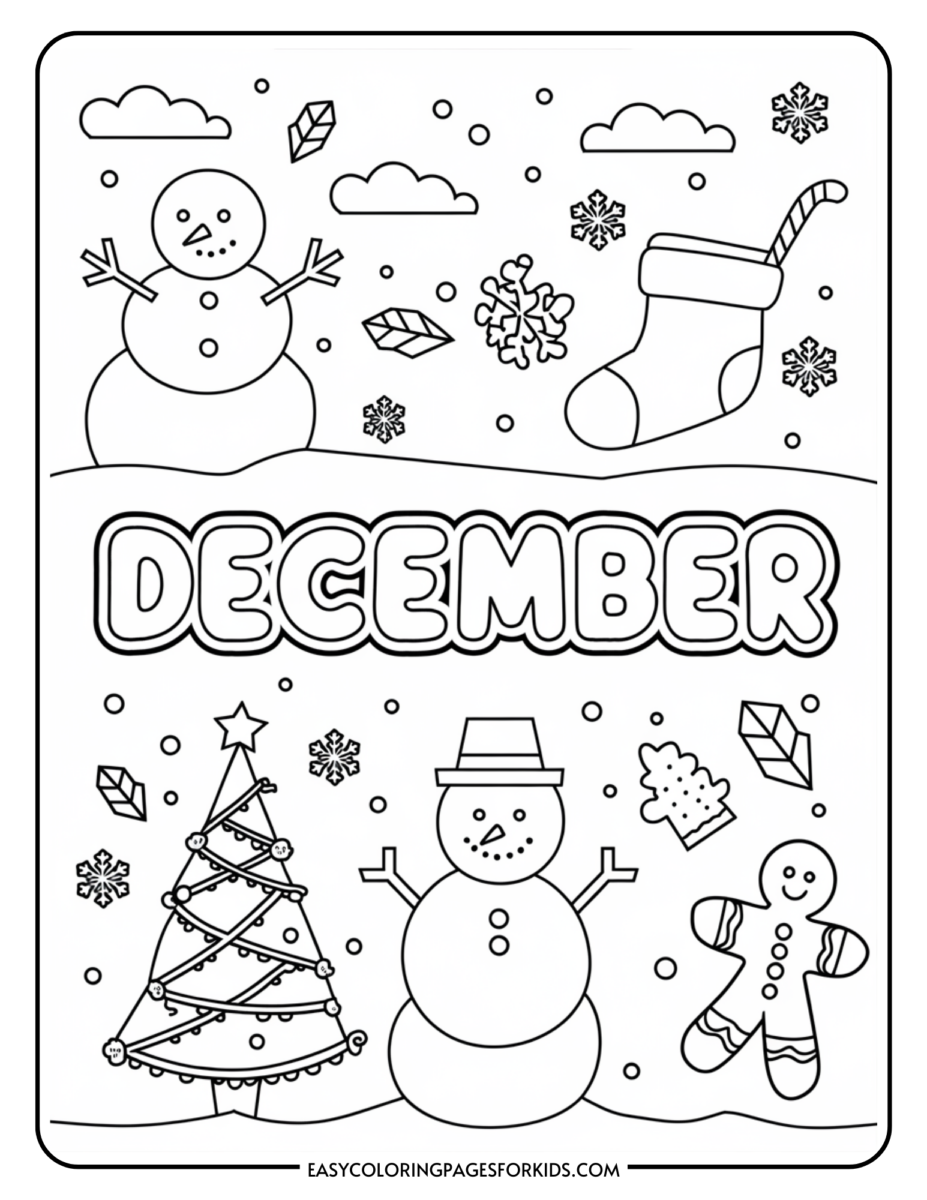 December Coloring Pages for Kids (7 Free Printable Pages) - Easy ...