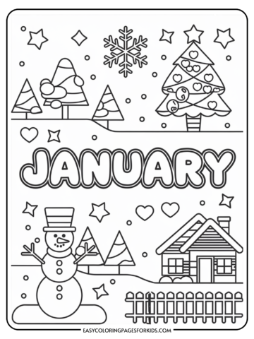 January Coloring Pages for Kids (5 Free Printable PDF Pages) - Easy ...