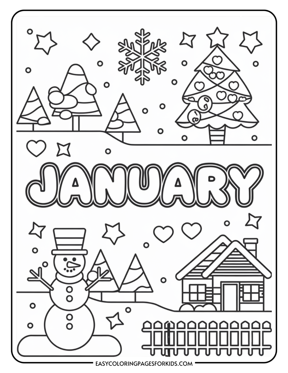 January Coloring Pages for Kids (5 Free Printable PDF Pages) - Easy ...