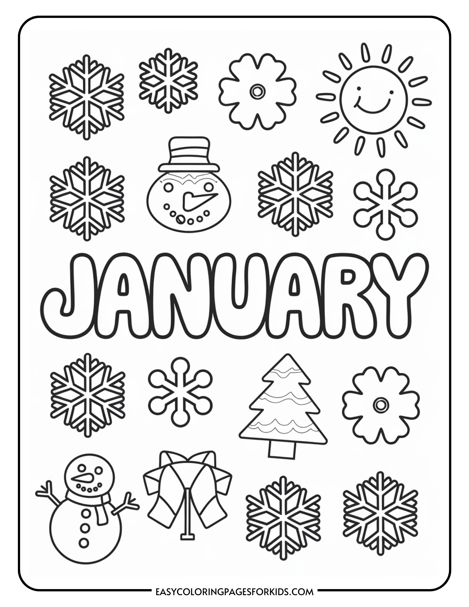 January Coloring Pages for Kids (5 Free Printable PDF Pages) - Easy ...