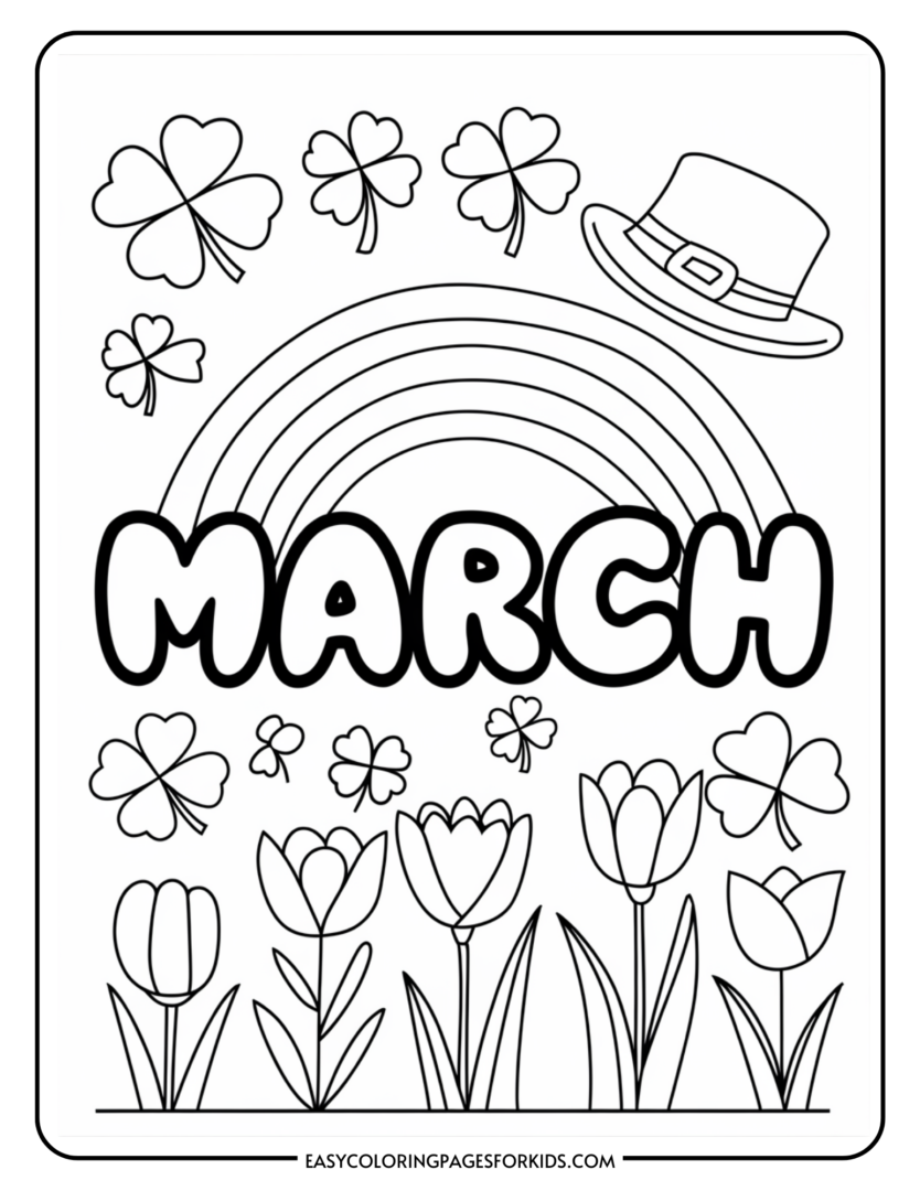 March Coloring Pages for Kids (6 Free PDF Printables) - Easy Coloring ...