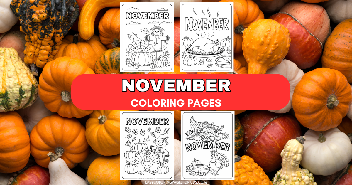 November Coloring Pages (6 Free Printable PDF Pages) - Easy Coloring ...