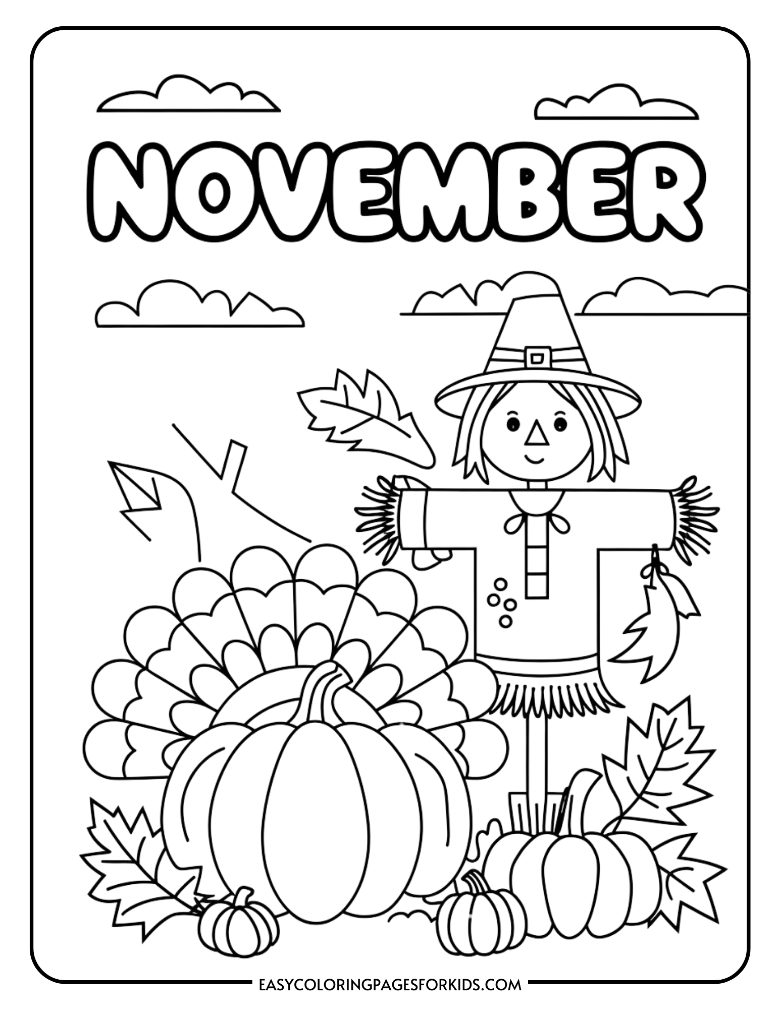 November Coloring Pages (6 Free Printable PDF Pages) - Easy Coloring ...