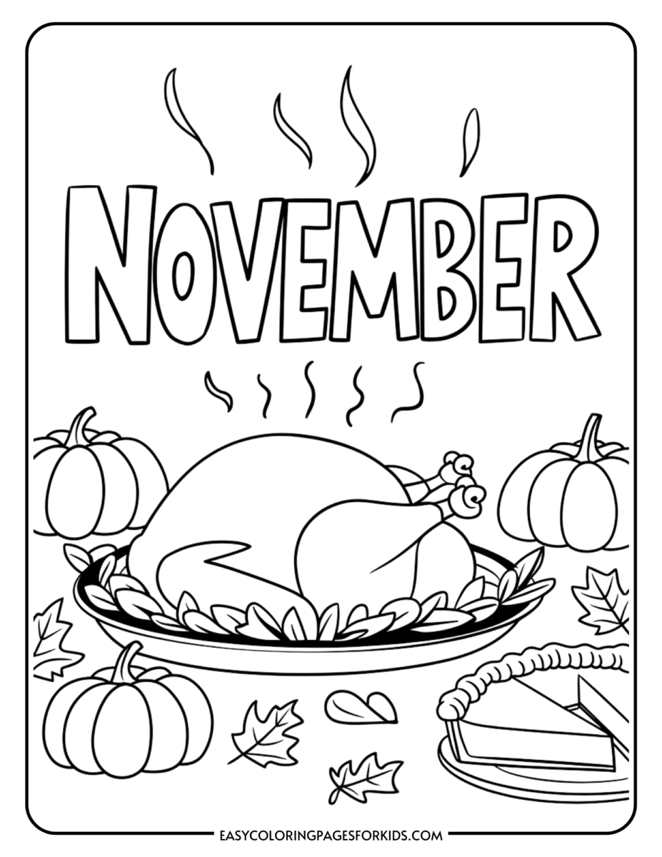 November Coloring Pages (6 Free Printable PDF Pages) - Easy Coloring ...