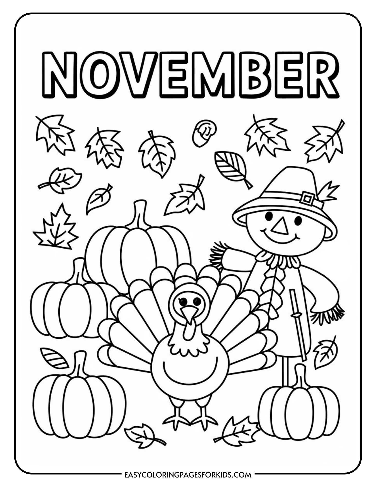 November Coloring Pages (6 Free Printable PDF Pages) - Easy Coloring ...
