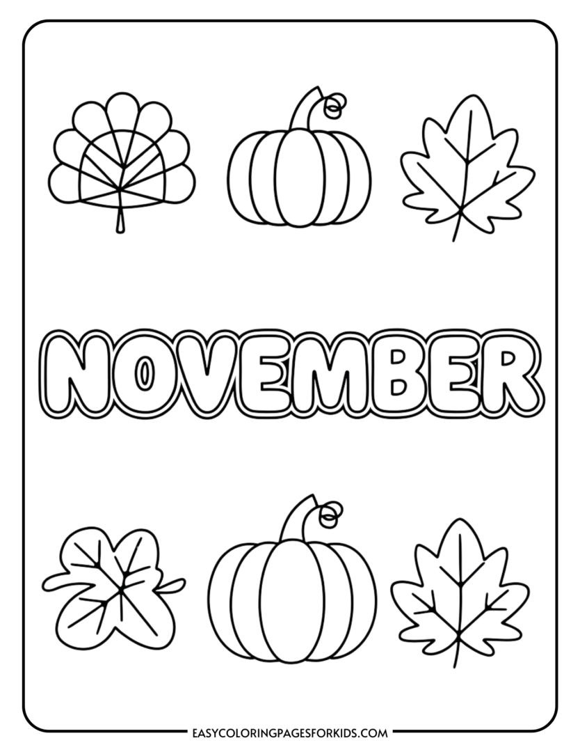 November Coloring Pages (6 Free Printable PDF Pages) - Easy Coloring ...