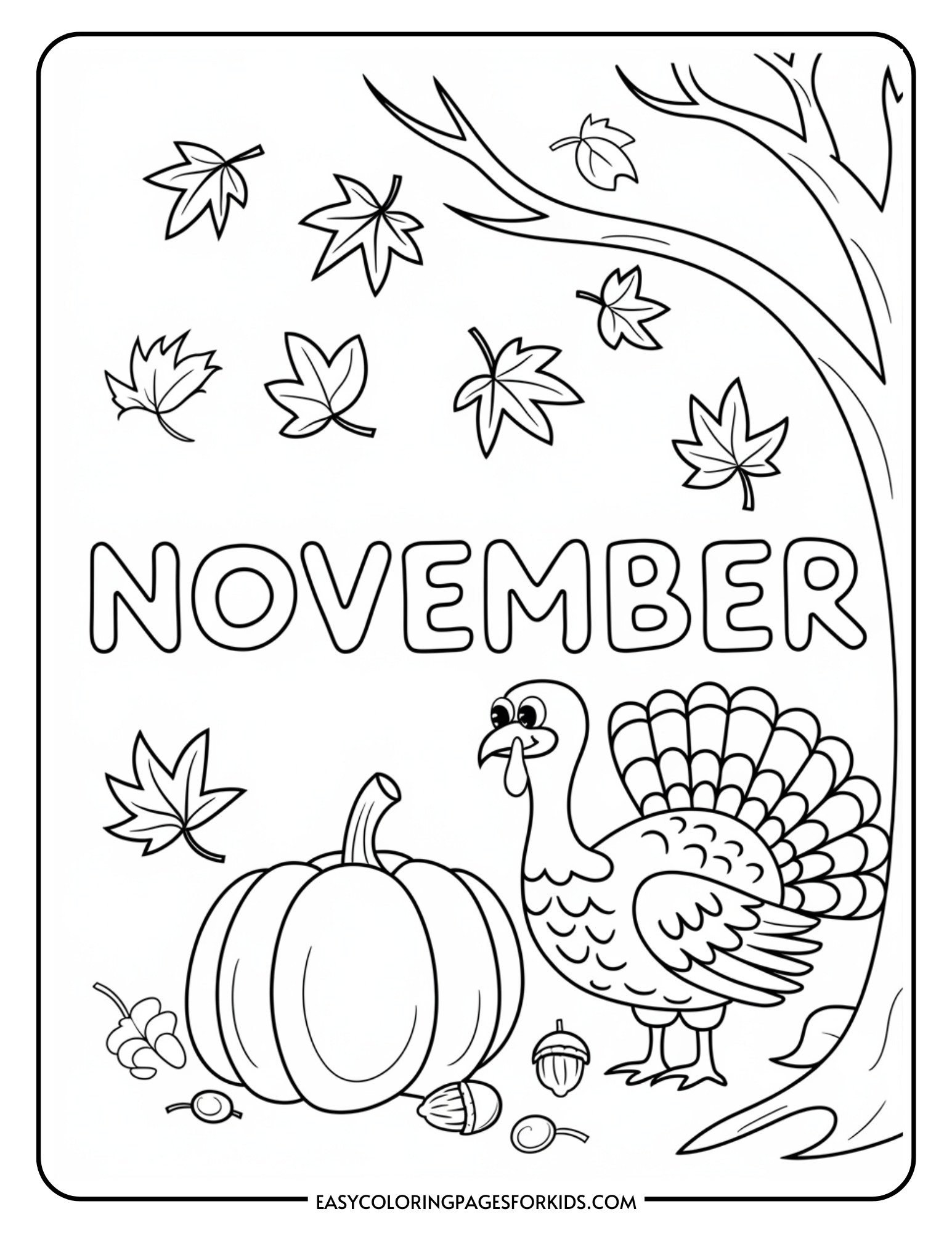 November Coloring Pages (6 Free Printable PDF Pages) - Easy Coloring ...