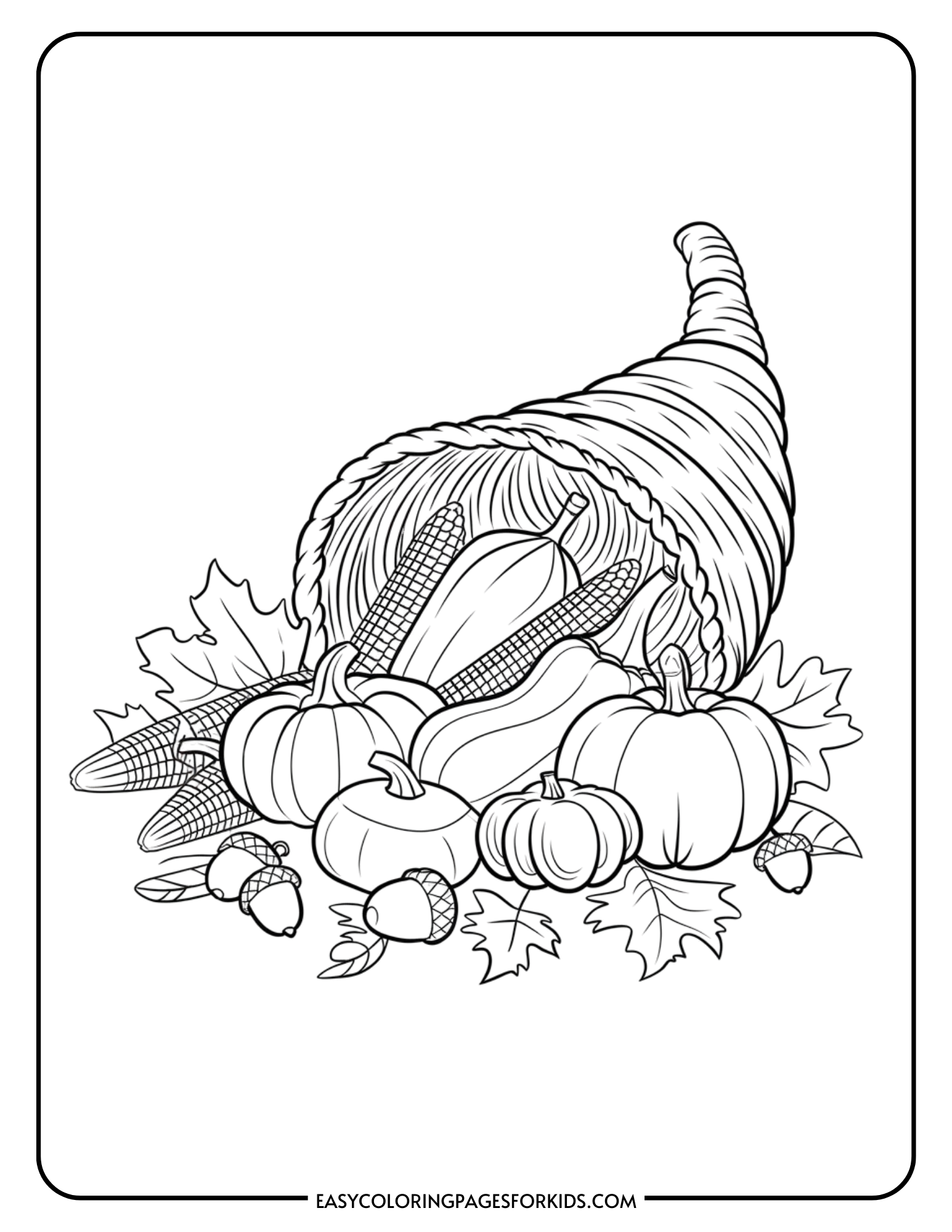 Cornucopia Coloring Pages (4 Free Printable Pages) - Easy Coloring ...