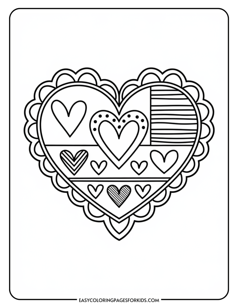 Cute Heart Coloring Pages (10 Free Printable Pages) - Easy Coloring ...