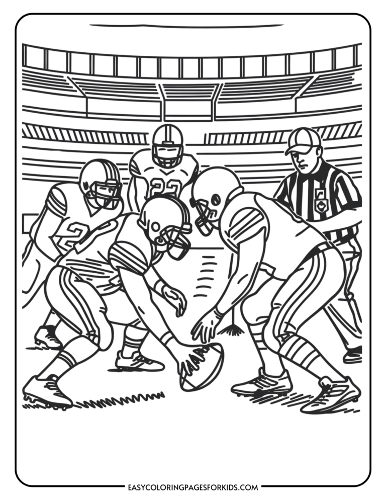 Football Game Coloring Pages (6 Free Printable Pages) - Easy Coloring ...