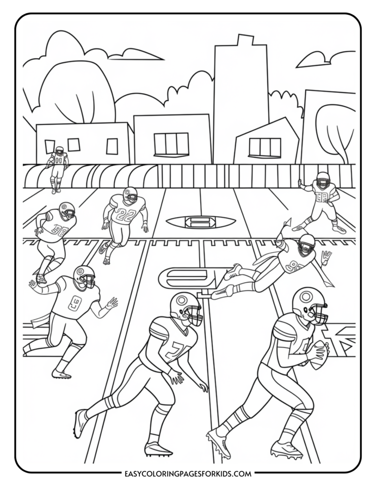 Football Game Coloring Pages (6 Free Printable Pages) - Easy Coloring ...