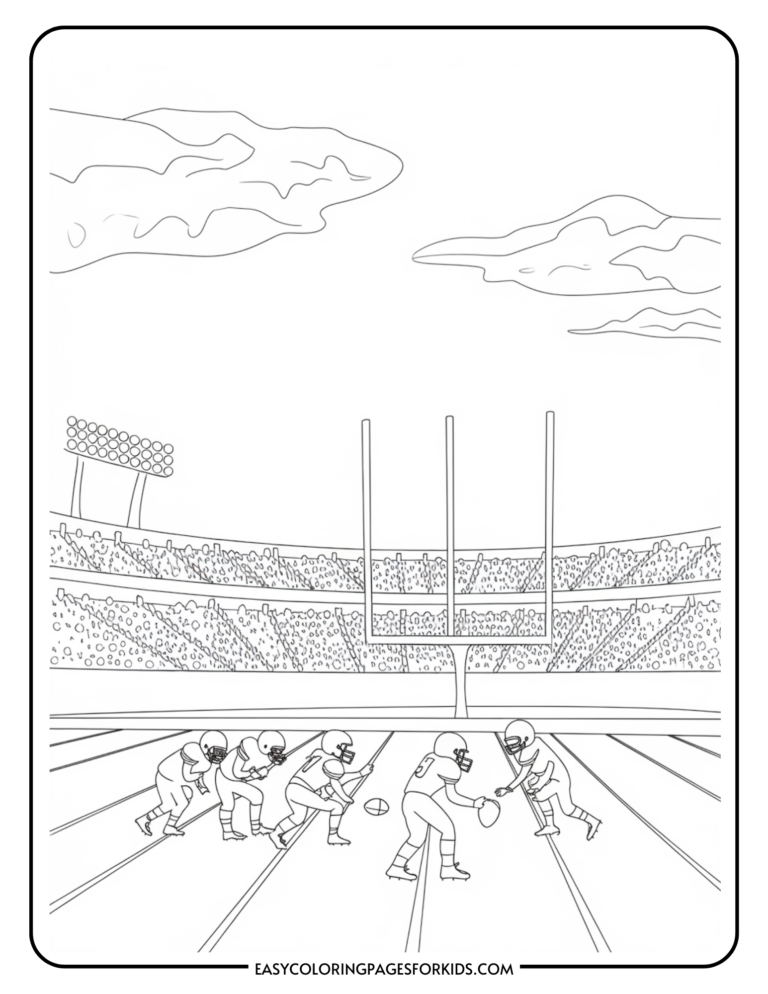 Football Game Coloring Pages (6 Free Printable Pages) - Easy Coloring ...