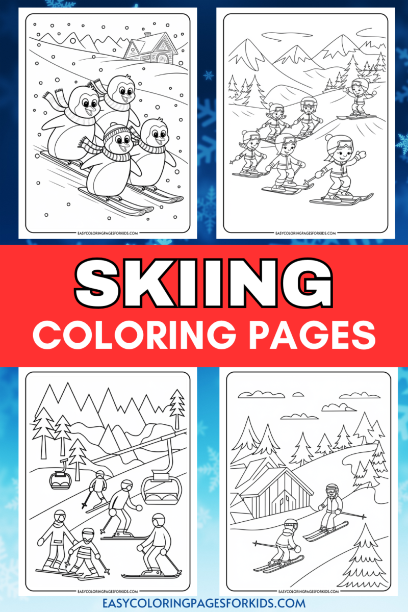 Skiing Coloring Pages (4 Free Printable Pages) - Easy Coloring Pages ...
