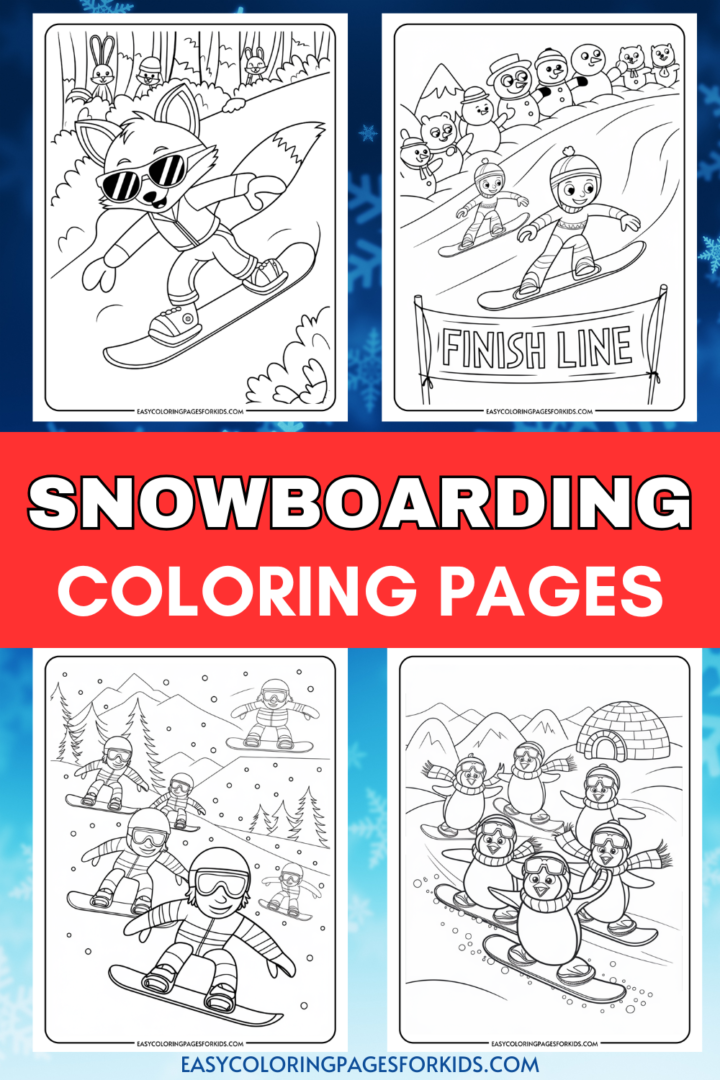 Snowboarding Coloring Pages (6 Free Printable Pages) - Easy Coloring ...