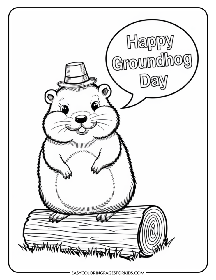 Groundhog Day Coloring Page (6 Free Printable Pages) - Easy Coloring ...