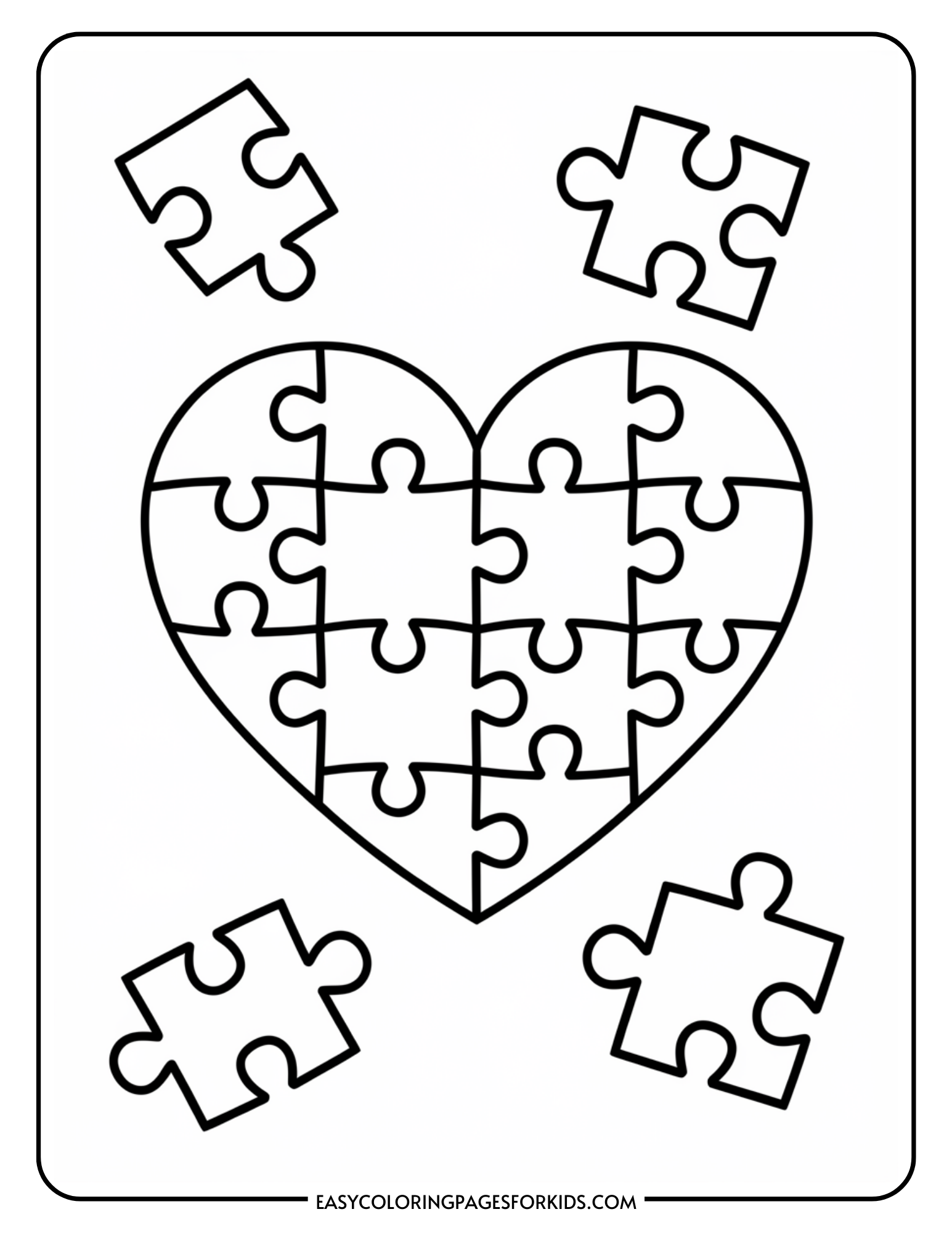 Heart Puzzle Coloring Page (7 Free Printable Pages) - Easy Coloring ...