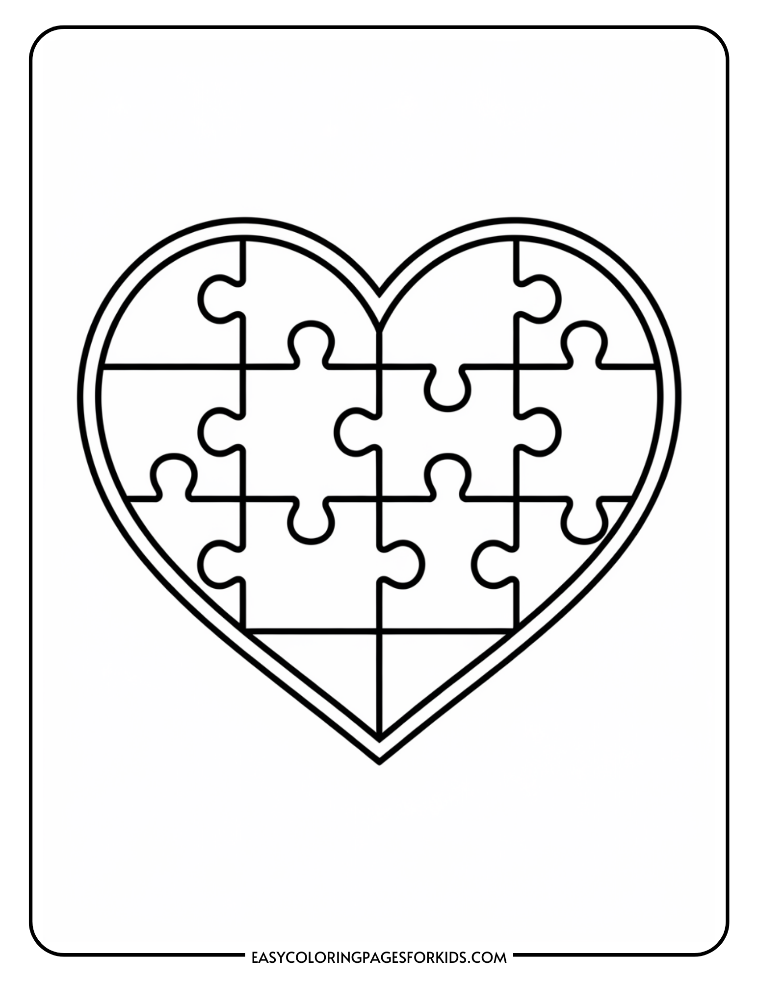 Heart Puzzle Coloring Page (7 Free Printable Pages) - Easy Coloring ...