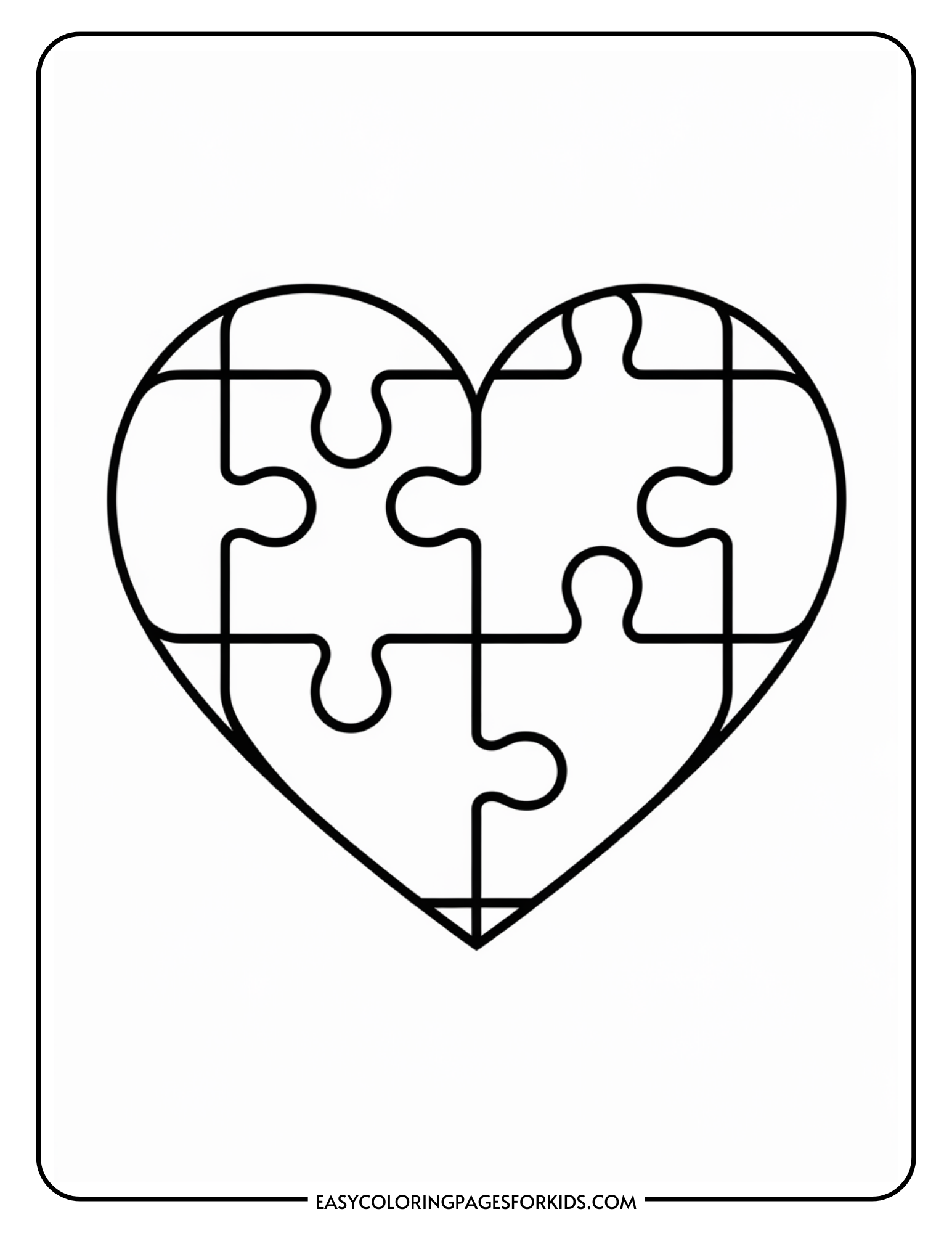 Heart Puzzle Coloring Page (7 Free Printable Pages) - Easy Coloring ...