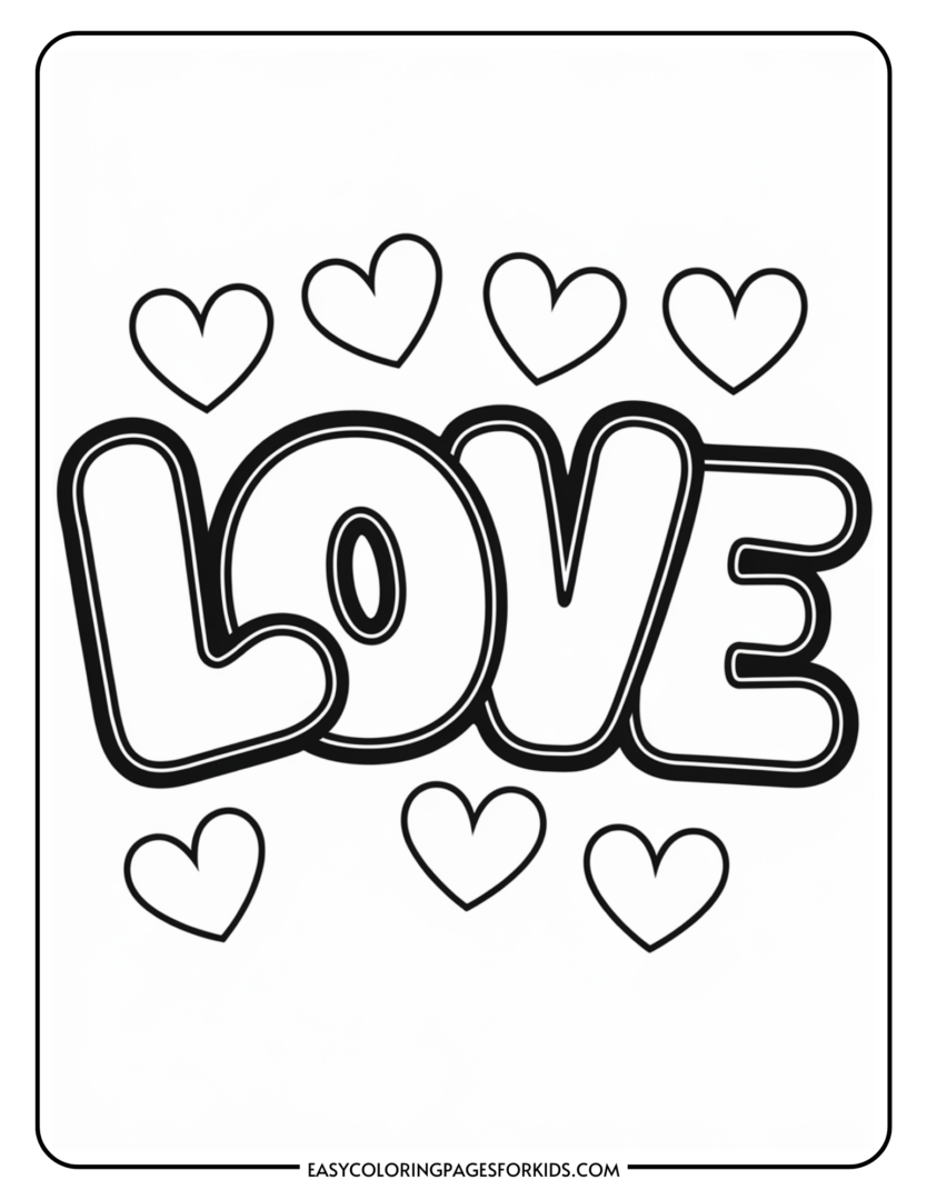 Love In Bubble Letters (7 Free Printable Pages) - Easy Coloring Pages ...