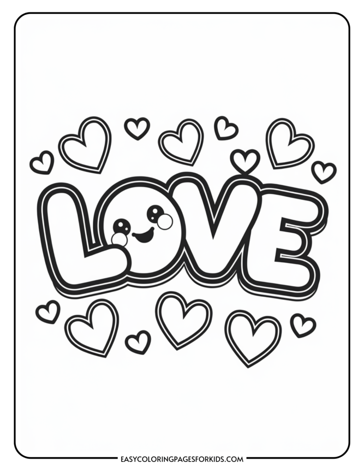 Love In Bubble Letters (7 Free Printable Pages) - Easy Coloring Pages ...
