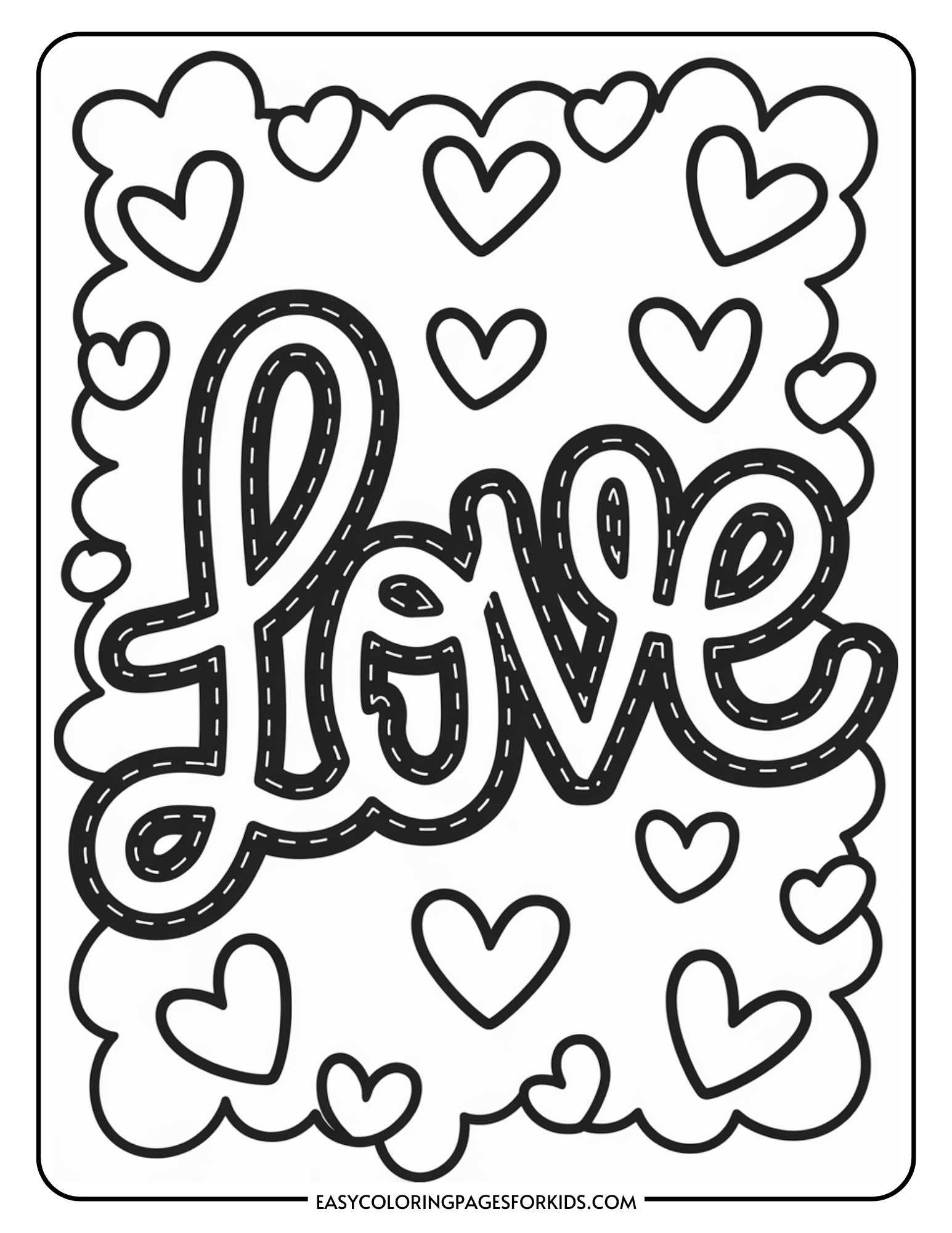 Love In Bubble Letters (7 Free Printable Pages) - Easy Coloring Pages ...