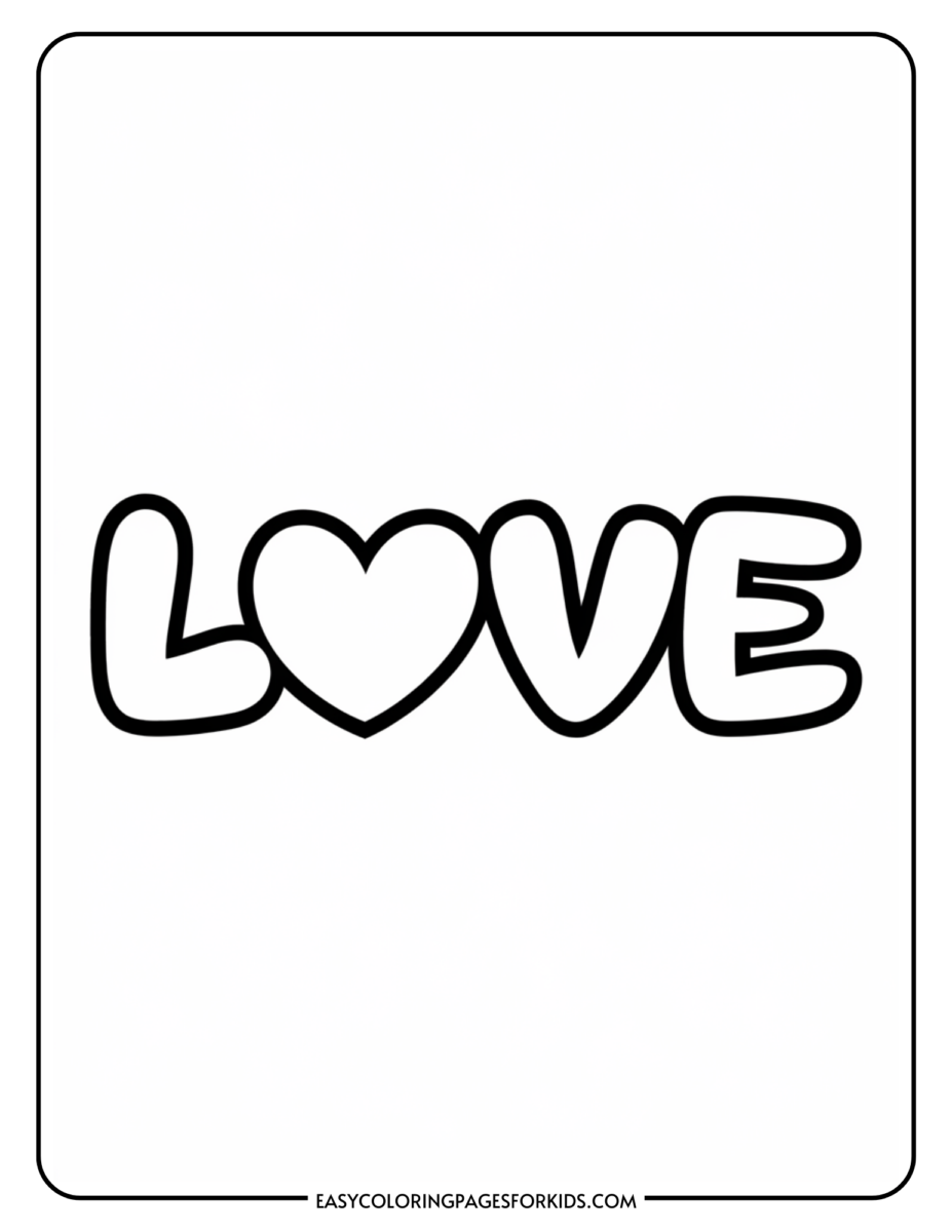 Love In Bubble Letters (7 Free Printable Pages) - Easy Coloring Pages ...