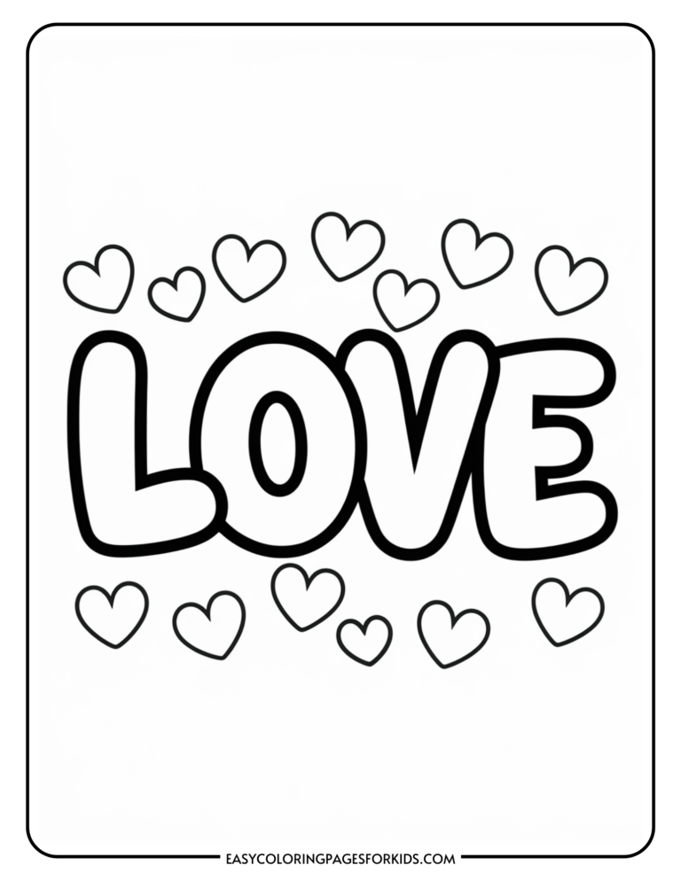 Love In Bubble Letters (7 Free Printable Pages) - Easy Coloring Pages ...