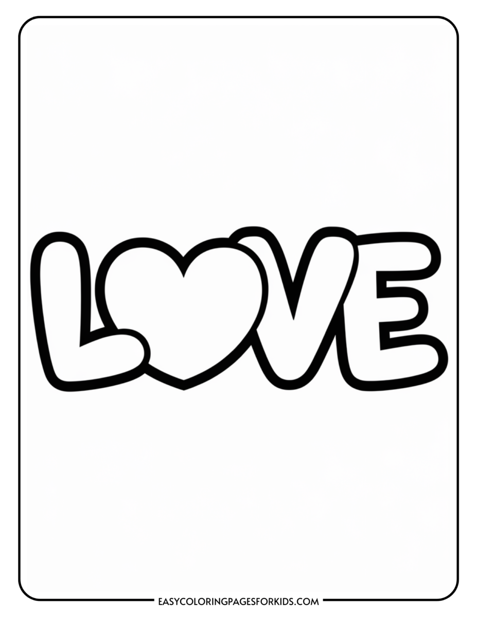 Love In Bubble Letters (7 Free Printable Pages) - Easy Coloring Pages ...