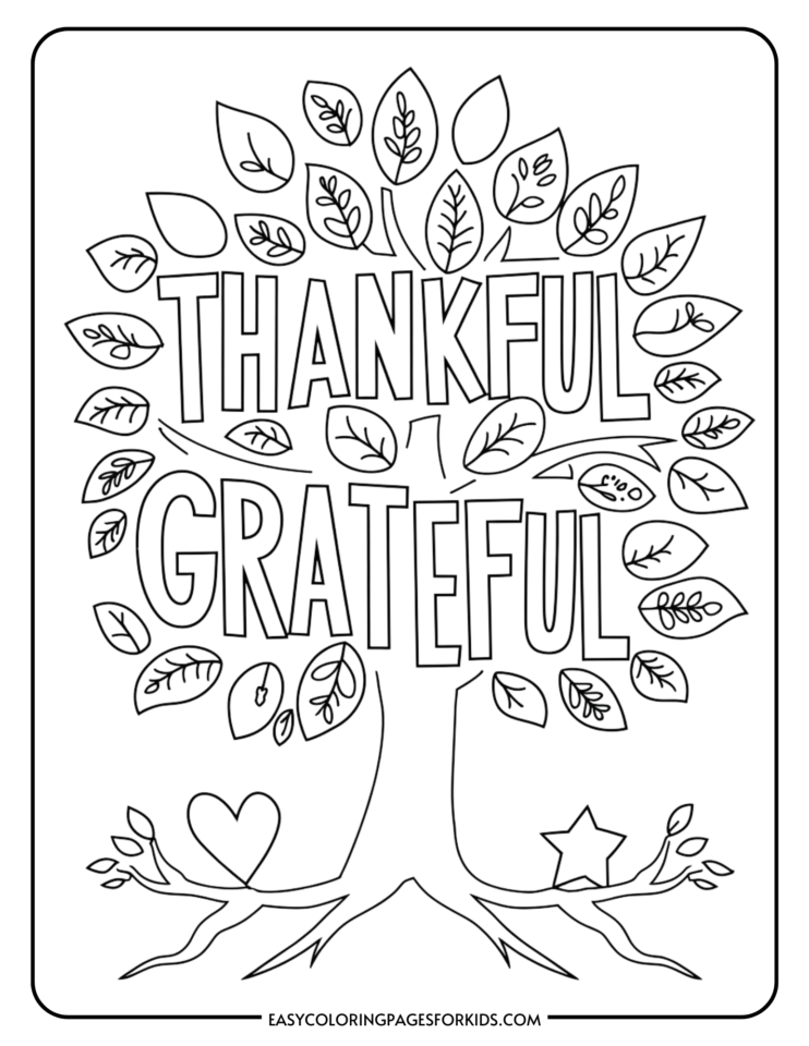 Thankful Tree Coloring Pages (5 Free Printable Pages) - Easy Coloring ...
