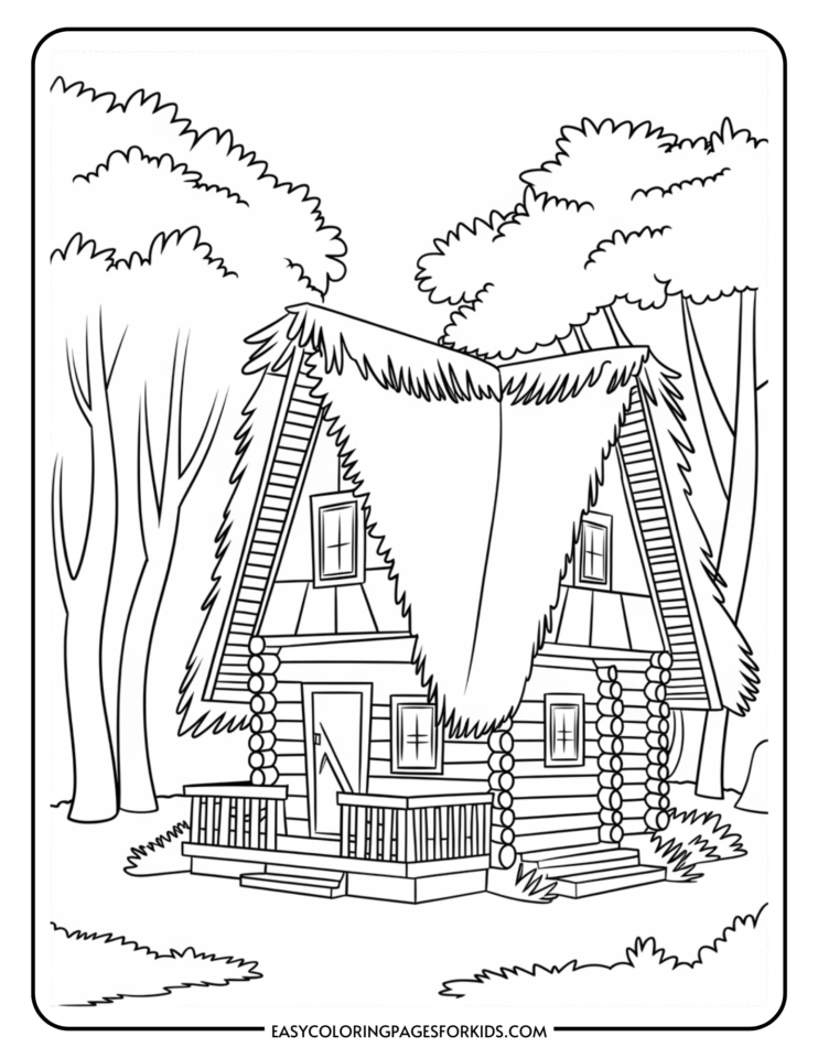 Cabin Coloring Pages (8 Free Printable Pages) - Easy Coloring Pages for ...