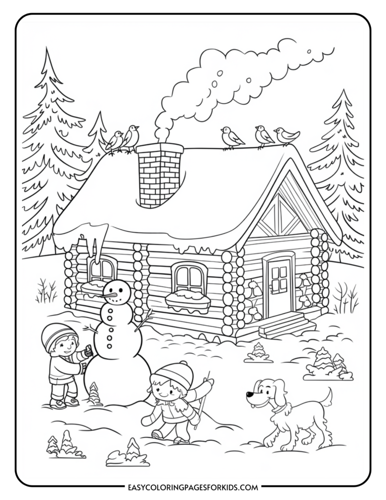 Cabin Coloring Pages (8 Free Printable Pages) - Easy Coloring Pages for ...