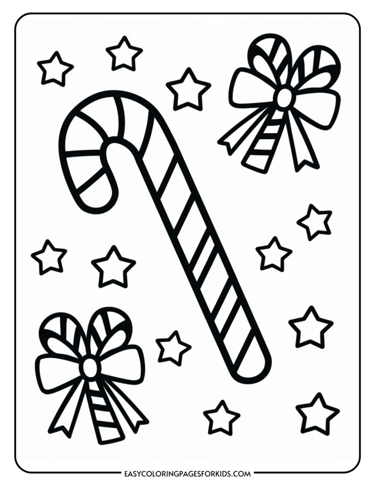 Candy Cane Coloring Pages (7 Free Printable Pages) - Easy Coloring ...